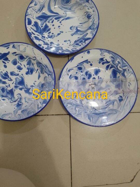 PIRING JADUL ANTIK BIRU 20CM SENGKALENG BLIRIK LURIK ENAMEL KUNO PIRING ...