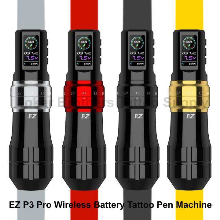 เครื่องสักไร้สาย EZ P3 Pro Wireless Battery Tattoo Pen Machine (Gloss) *สีเงา 1 เเบตเตอรี่ ...