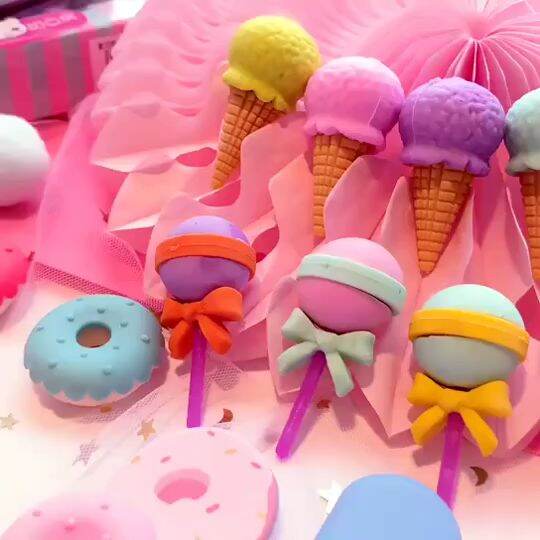 [Happy Kids] Yummy Dessert Erasers Set Detachable Cute Candy Rubber ...