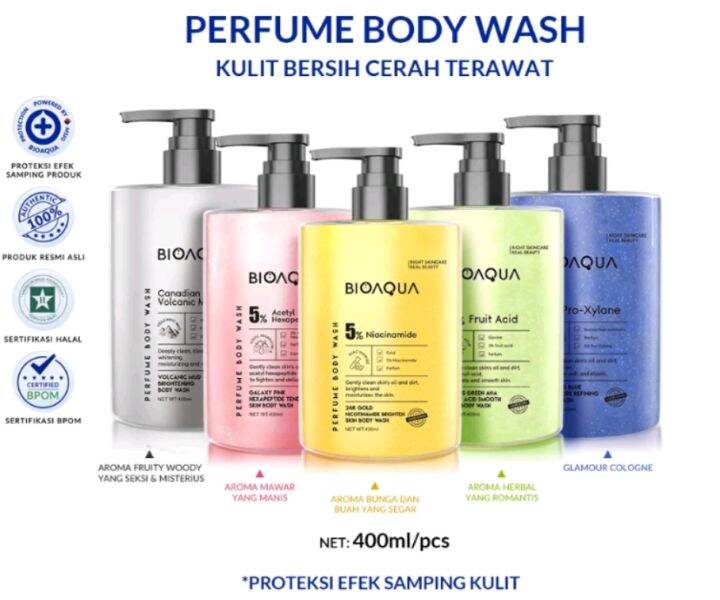 【BPOM】BIOAQUA 24K Gold Body Wash 400ml Shower Gel English Pear & Freesia scent Sabun Mandi ...