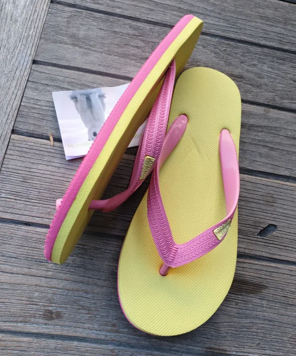 รองเท้าแตะ hippobloo สีเหลืองอ่อนสายชมพูอ่อน เบอร์10(39-40) | Lazada.co.th