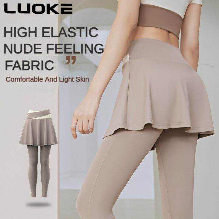 Luoke วอลกางเกงกีฬาการวิ่งการฝึกโยคะ2อิน1ชิ้นสำหรับผู้หญิง,เอวสูง ...