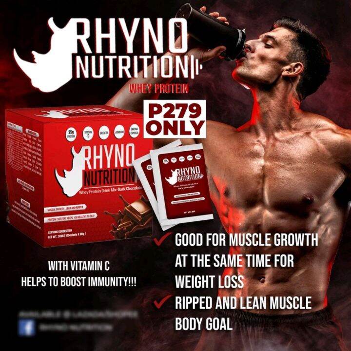 Rhyno nutrition whey protein drink mix 10sachets | Lazada PH