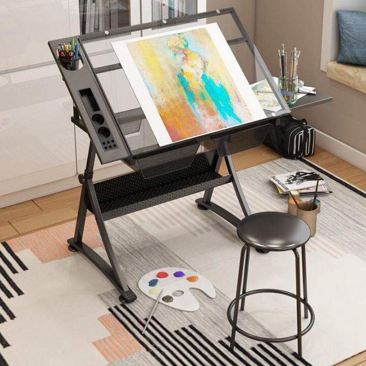 Drafting table with stool drawers and side table by Artist Loft With ...