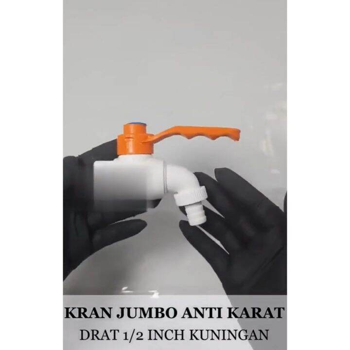 Keran Jumbo PVC PRR 1/2 3/4 inch Kran Air Tembok Drat Kuningan Engkol ...