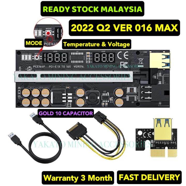 Pcie Riser Ver 010x 010s 009s Gpu Riser Extender Mining Rig With 6pin ...