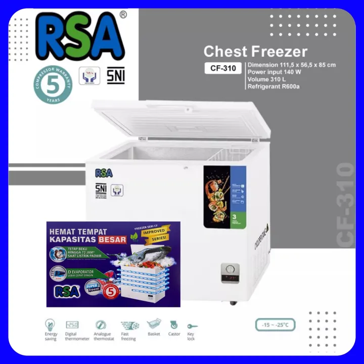 Chest freezer RSA CF 310 kapasitas 310 Liter | Lazada Indonesia