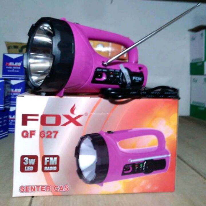 SENTER JINGJING + RADIO FOX GF-627/SENTER LED 3 WATT RECHARGEABLE /SENTER EMERGENCY DARURAT BUAT ...