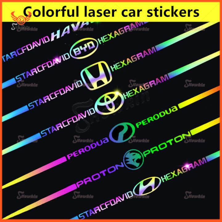 1PC Laser Colorful stickers Reflective Car Logo Stickers car decoration ...