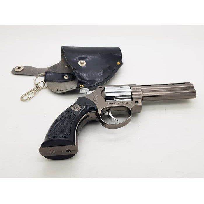 Korek Api Pistol Revolver Full Besi Metal Free Sarung Kulit |Cod Korek ...