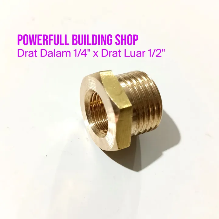 Neple sok sambung Kuningan drat luar 1/2" x drat dalam 1/4" - NEPLE SDL 1/2inch X SDD 1/4inch ...
