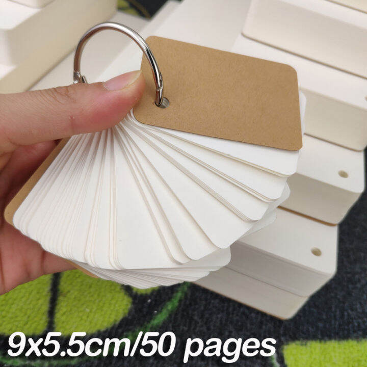 Kraft Paper Binder Ring Easy Flip Cards Study Memo Pads Portable ...