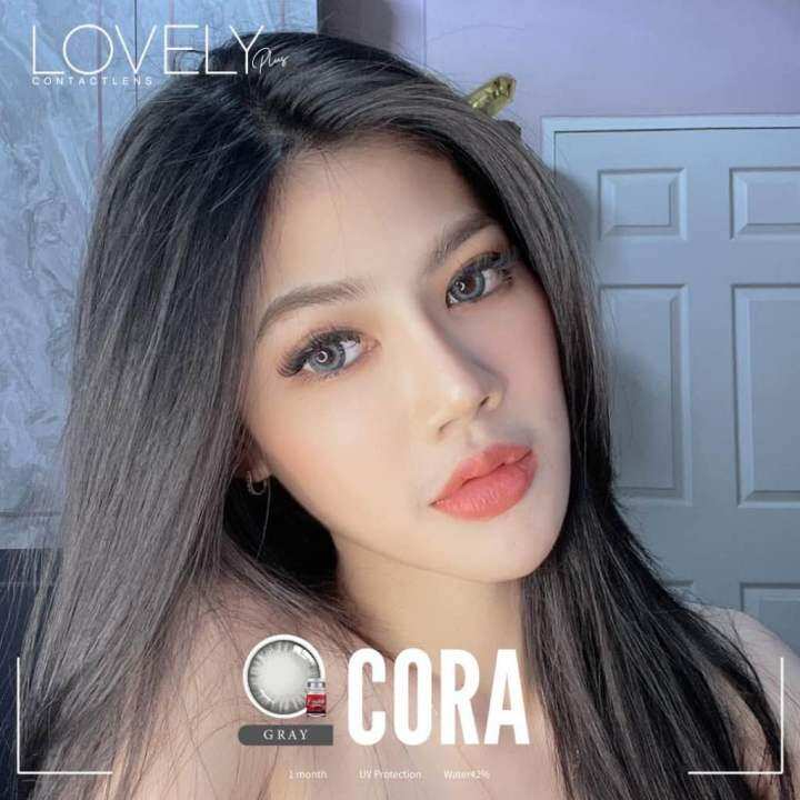 คอนแทคเลนส์ (ตาโต) #มีค่าสายตา Cora brown , gray lovelyplus ตากลมฉ่ำ ...