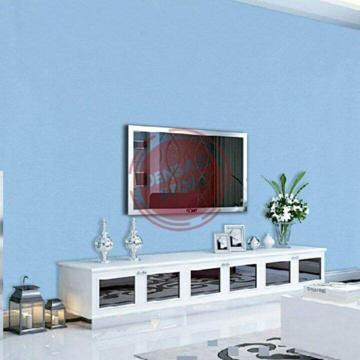 Wallpaper Dinding Biru Muda Polos 8meter X 45cm | Lazada Indonesia