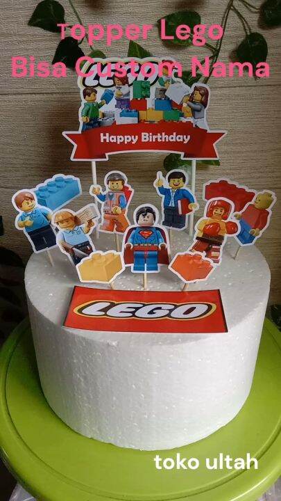 Topper Cake Lego Custom Nama untuk Hiasan Kue Ulang Tahun / Ultah Anak ...
