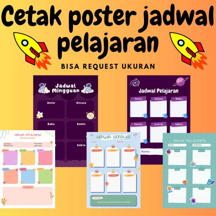 cetak poster jadwal pelajaran A3 motif kekinian | Lazada Indonesia