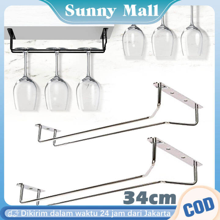 Rak Gelas Gantung 1Baris Gantungan Gelas Wine Untuk Bar Dan Dapur Gantungan Gelas Bar-34cm ...