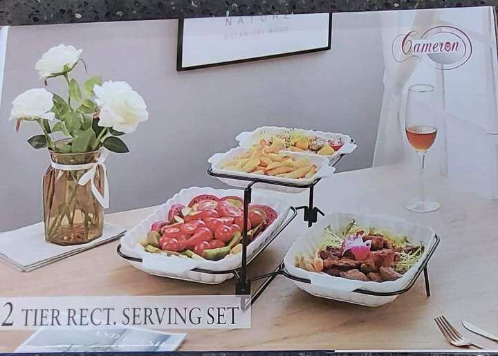2 tier Rect. with two small Serving Set (4pcs diffent size) | Lazada PH