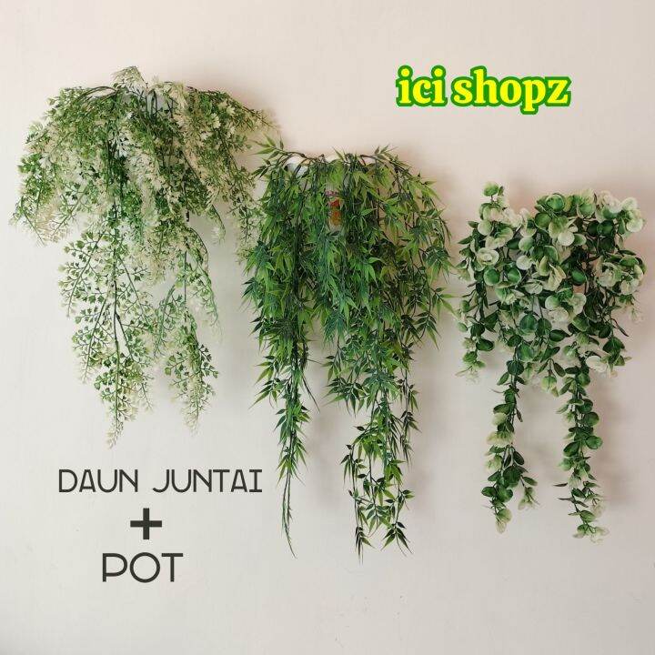 Daun juntai + Pot / Bunga Artificial | Lazada Indonesia