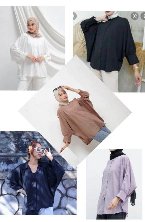 CV Kemeja wanita/atasan Oversize/kemeja oversize model batwing | Lazada ...