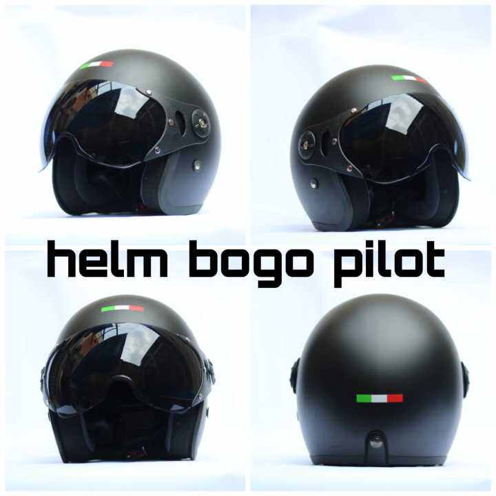 helm bogo pilot dewasa hitam doff list hitam | Lazada Indonesia