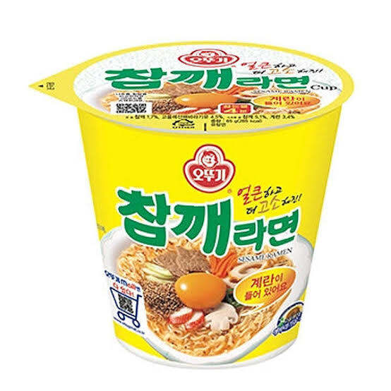 Sesame Ramen Cup 65g (Korean Ottogi Chamkke Ramyun with Egg Block ...