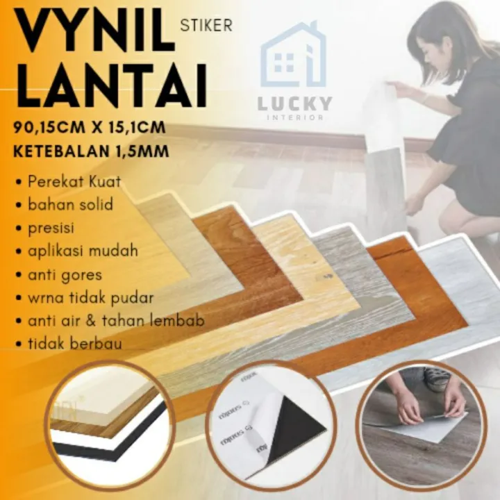 vinyl lantai/ stiker lantai/ pvc flooring 90,1cm/15, 1cm/1, 5mm ...