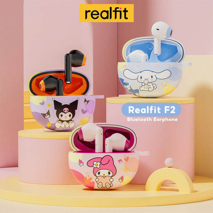 Realfit F2 บลูทูธหูฟังเอียบัดไร้สาย 5.3 พร้อมเคสลายอะนิเมะสีสันสดใส ...