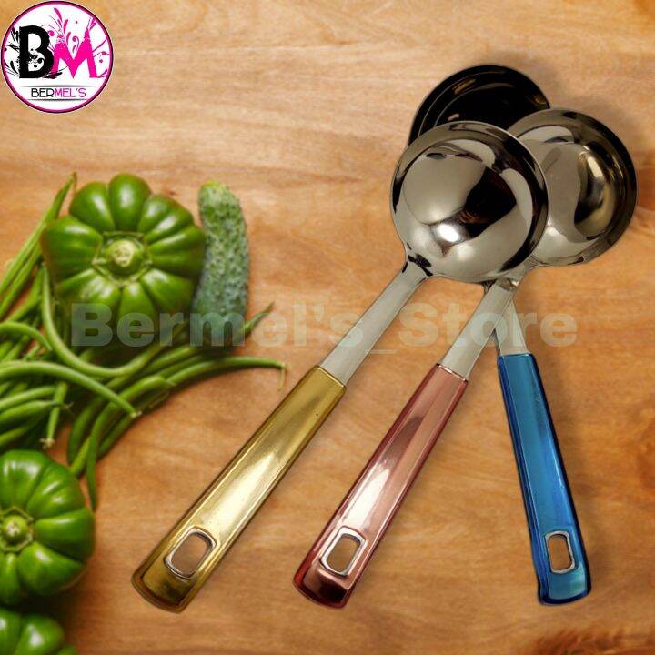 Sendok / Spatula / Centong Sayur sup Stainless Steel full Premium tebal ...