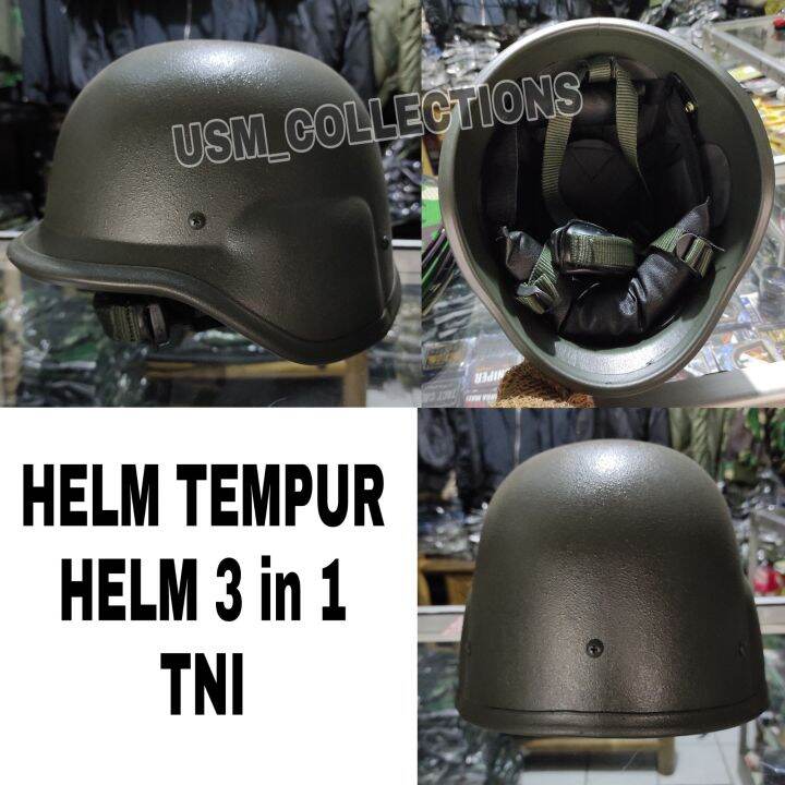 helm 3 in 1 hijau army / helm tempur / helm pendidikan TNI | Lazada ...