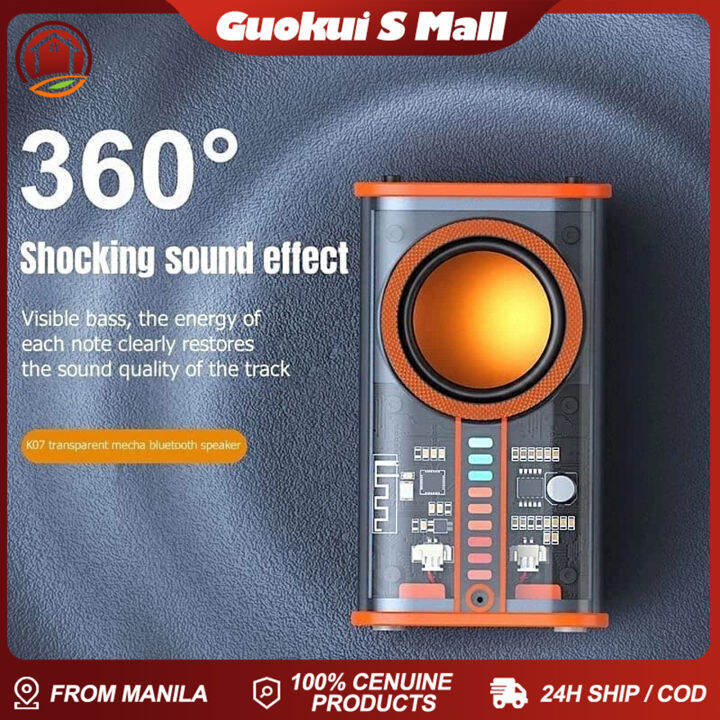 K07 Mecha Small Steel Cannon Bluetooth Speaker Colorful Transparent TWS Portable Audio Outdoor ...