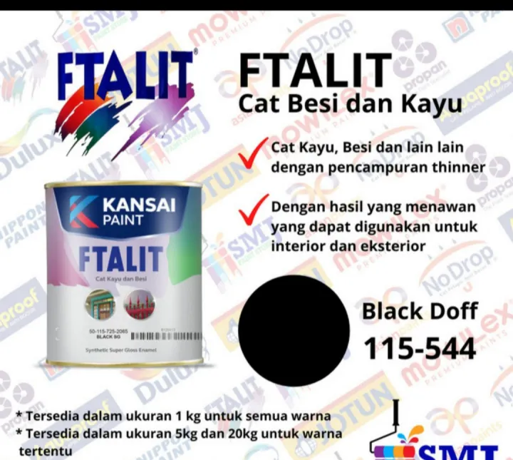 Cat Besi || Cat Kayu || Cat Minyak FTALIT Hitam / Black Doff 544 ukuran ...