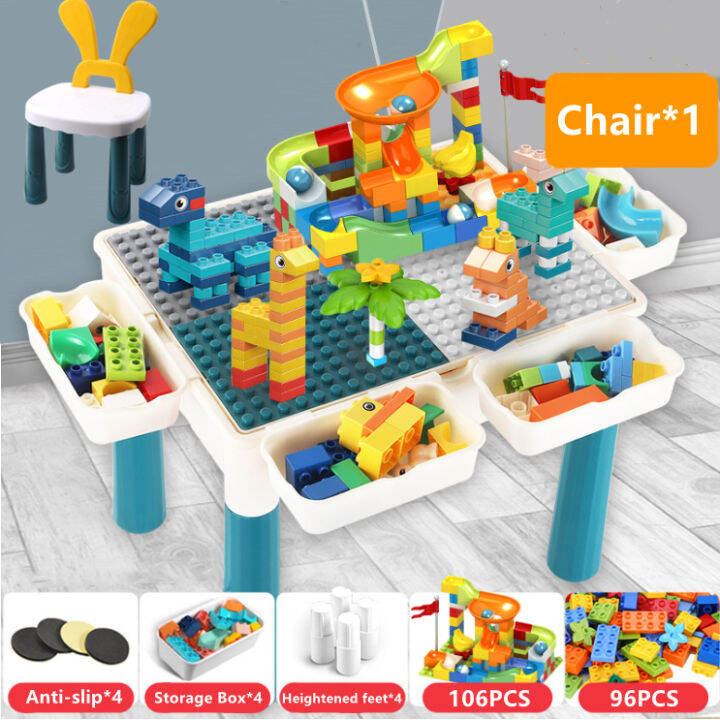 Building Blocks Table and Chair Set with Lego Blocks Table Build ...