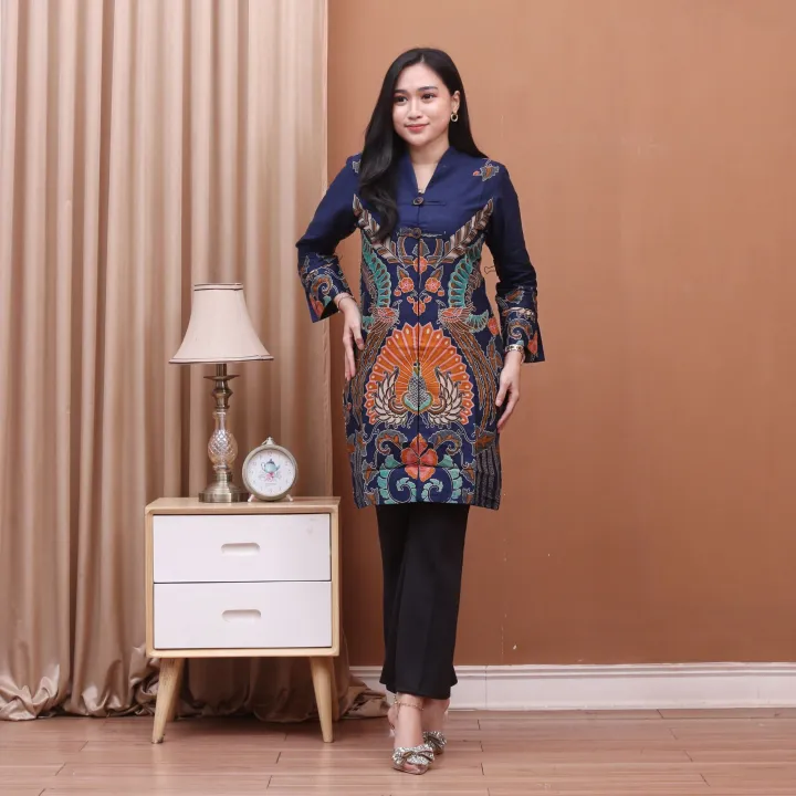 Baju Batik Wanita Tunik Batik Kerja Modern | Lazada Indonesia