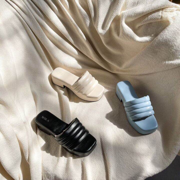 25twentyfives - Perla Platform Slide รองเท้าส้นตึกโซฟา สูง2นิ้ว ...