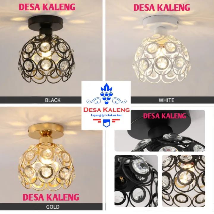 Lampu kristal Plafon Simple Minimalis Lampu Gantung Kristal Bulat ...