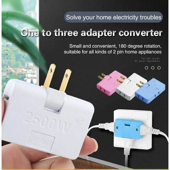 Rotatable Socket Converter 2500W 1in3 Extension Plug | Lazada PH