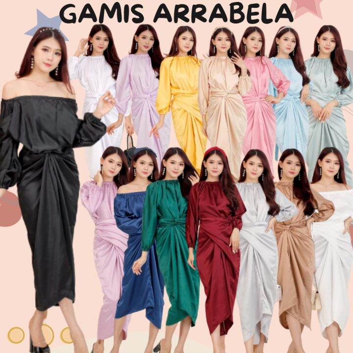 ARRABELA DRESS KONDANGAN MEWAH DRESS SATIN VELVET POLOS ELEGAN | Lazada ...