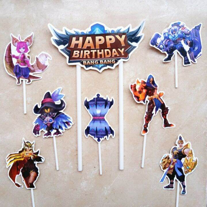 topper toper tusukan dekorasi hiasan kue cake puding happy birthday ...