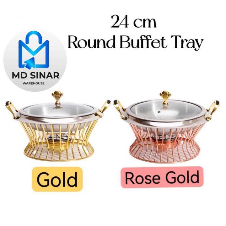 MD SINAR 24cm buffet set food tray serving tray chafing dish soup ...