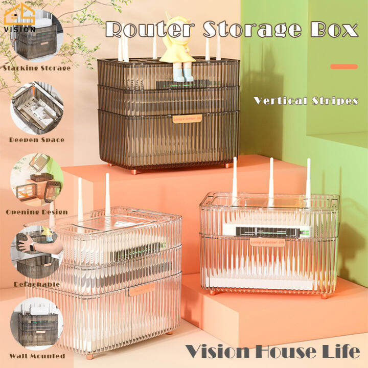 Vision Nordic Multi Layer WiFi Router Storage Box Wall Mounted Cable ...