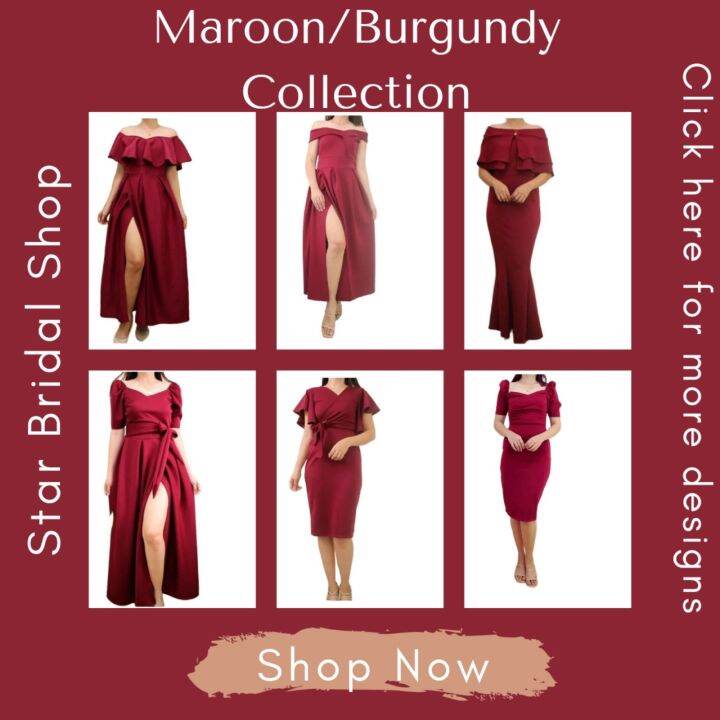 MAROON COLOR BRIDAL ENTOURAGE BRIDESMAIDS LONG GOWNS PANG ABAY | Lazada PH