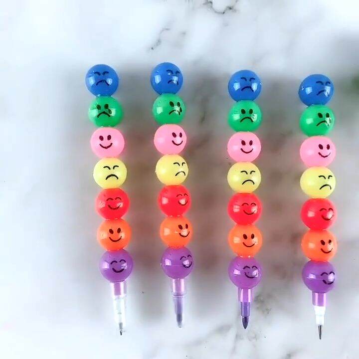 7 Colors EMOJI Bullet Crayon Bullet Pencil Writing Utencil Kawaii Cute ...