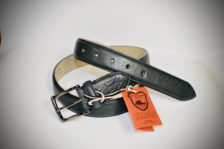 Nagasawa Japanese genuine oil leather belts with 3 layered stretched ...