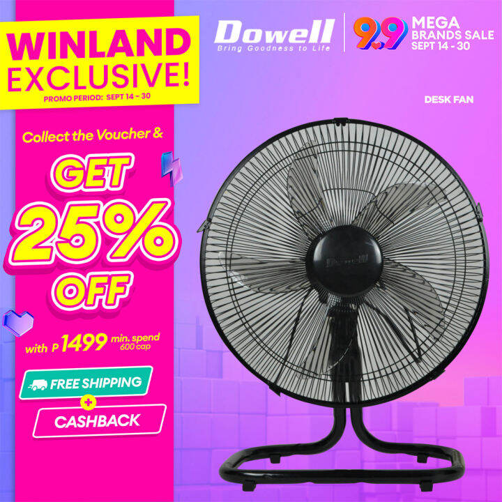 DOWELL by Winland 16" Floor Ground Desk Fan 5-Leaf Banana Blade ...