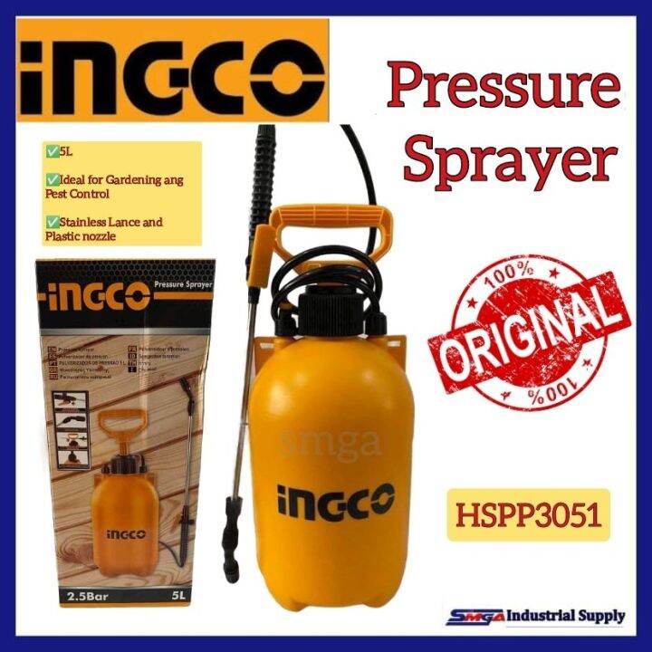 INGCO 5L Pressure Mist Disinfectant Knapsack Spray Pesticide Garden ...