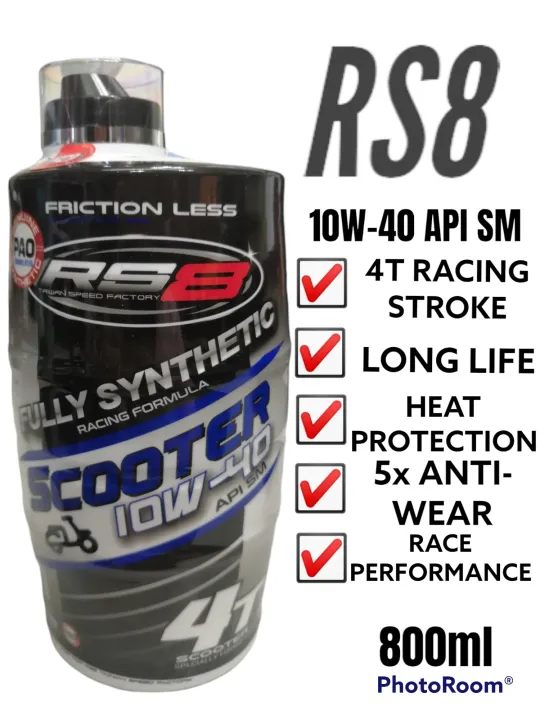 RS8 OIL FOR SCOOTER 10W-40 API SM/4T RACING STROKE PRICE 295 | Lazada PH