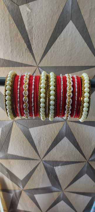 Bangles Red valvet pearl gajre set 2:4 | Lazada PH
