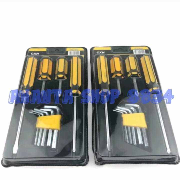 paket Obeng set dan kunci L // Tool 9 pcs Hexagonal | Lazada Indonesia