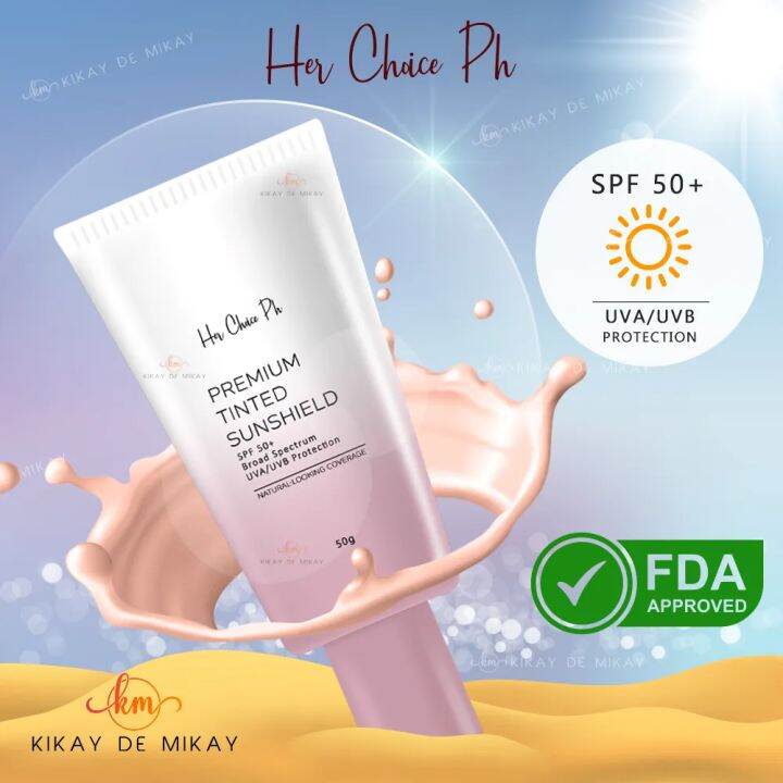 HER CHOICE PREMIUM TINTED SUNSHIELD SPF50 | Lazada PH